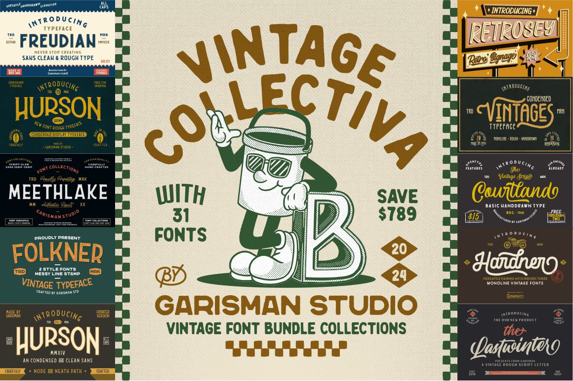 VINTAGE COLLECTIVA - 31 Vintage Font Collections